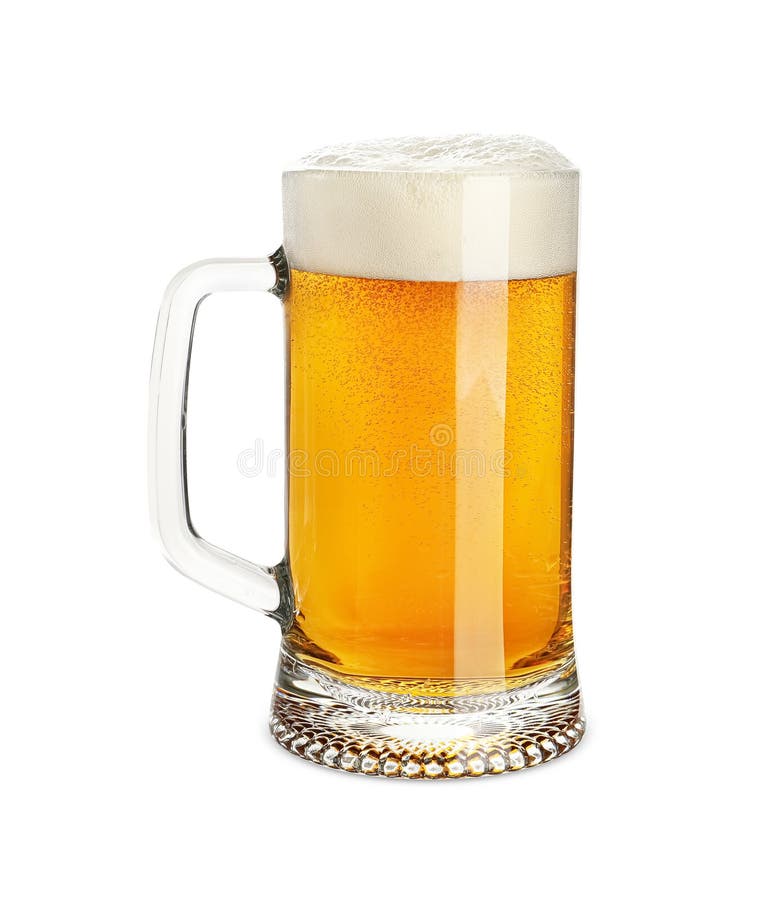 Glass Mug of Tasty Light Beer on White Background Stock Photo - Image ...