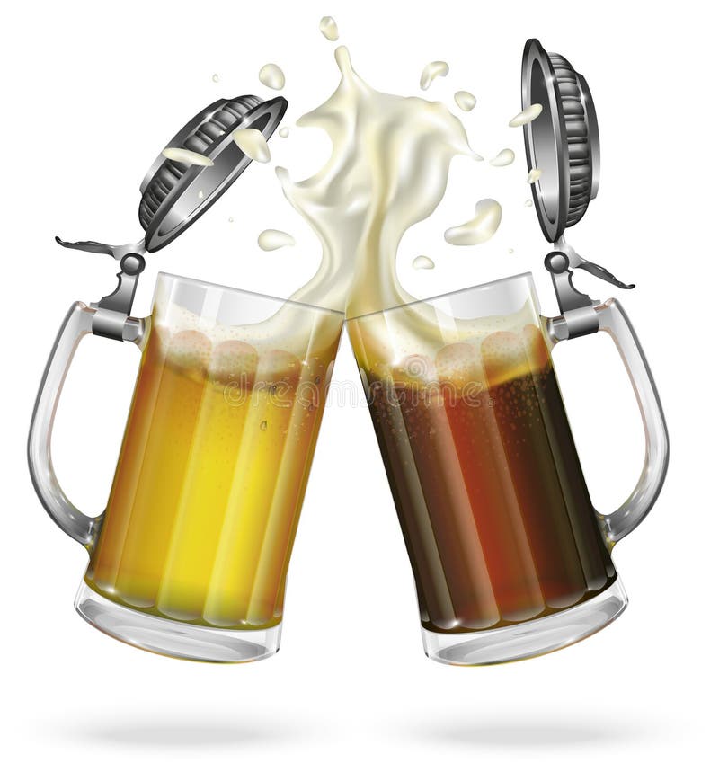 Glass Mugs of Dark and Light Beer Stock Vector - Illustration of dark ...
