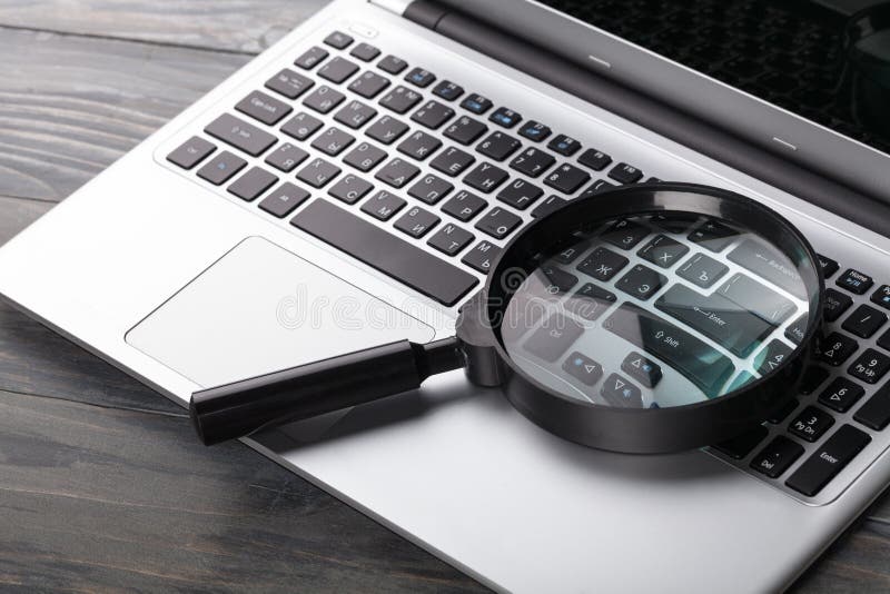 Magnifying Glass on Notebook, Digital Background Stock Image - Image of ...