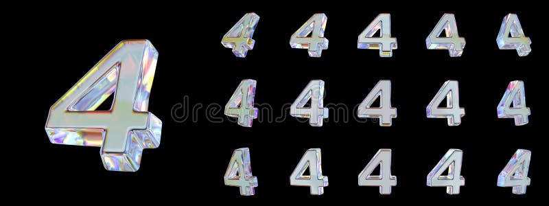 Glass Number 4 on a Black Background. 3D Render. Stock Illustration ...