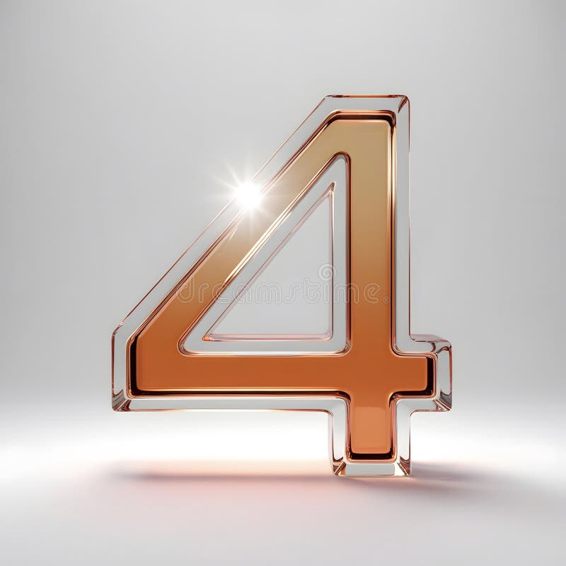 Glass Number Four with a Glowing Orange Interior: a 3D Render of a ...