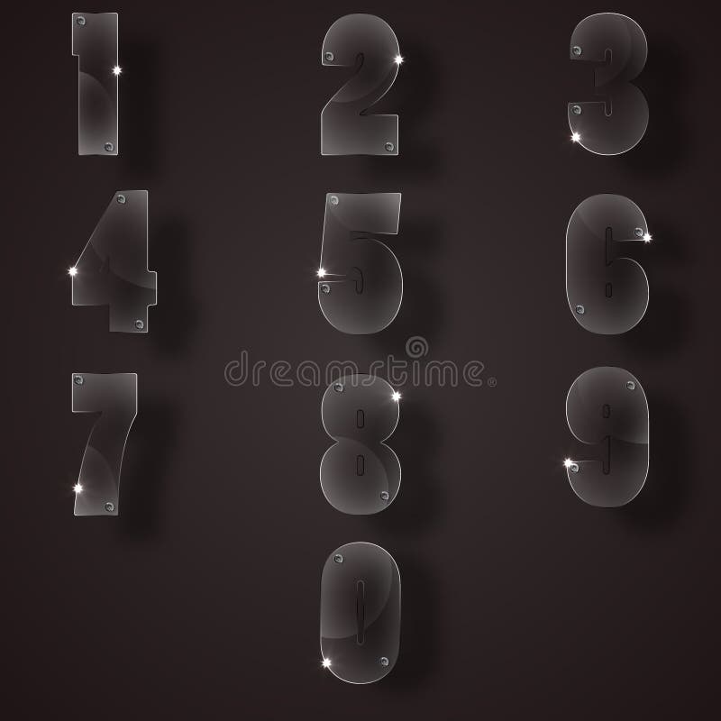 Glass Numbers on a Grey Background Stock Vector - Illustration of ...