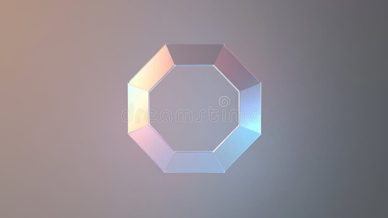 Glass Octagon Shape is Floating on a Gradient Background, with Light ...