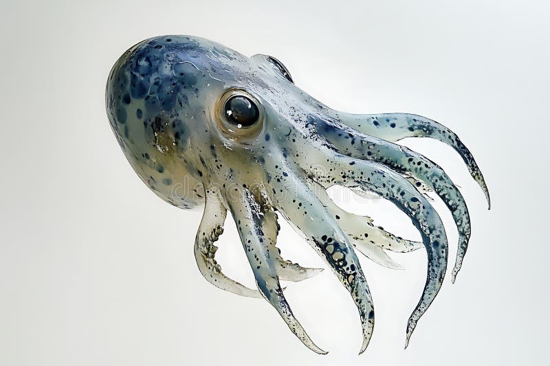 Glass Octopus Sculpture, Detailed, Blue, White Background Stock ...