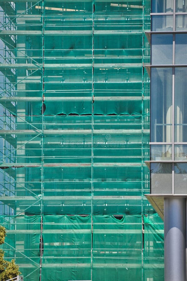 Glass Office Building Blue Architecture Office District Green Mesh ...