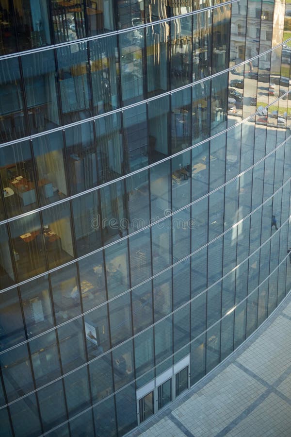 Glass Office Building with Empty Pavement Stock Photo - Image of glass ...