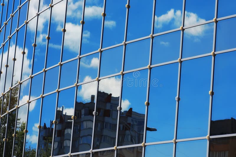 Glass Office Building Reflection Sky Cloud Stock Photo - Image of ...