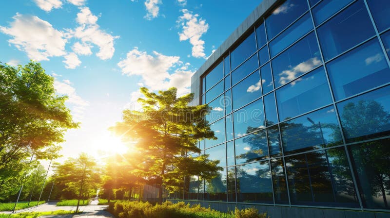 Glass Office Building at Sunset Stock Image - Image of facade, sunlight ...