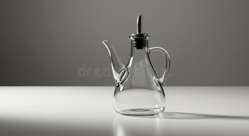 Glass Oil Dispenser Pitcher on White Surface with Gray Background Stock ...