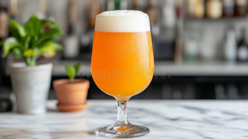A Glass of Orange Craft Beer on a Marble Counter Stock Illustration ...