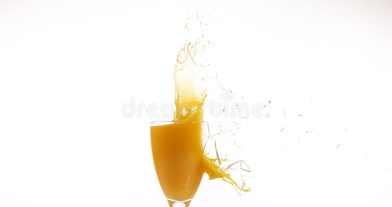 Glass of Orange Exploding Against White Background Stock Image - Image ...
