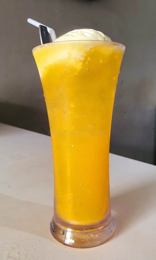 A Glass of Orange Float is Cold and Freshener Stock Image - Image of ...