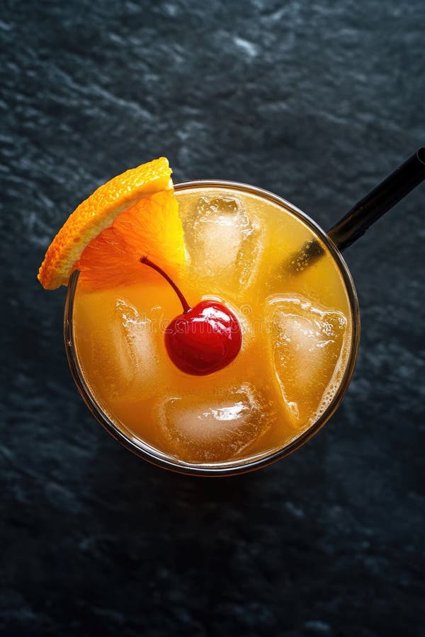 Glass of Orange Juice with a Cherry on Top Stock Image - Image of ...