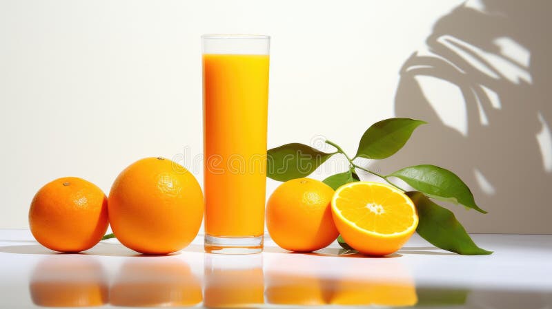 A Glass of Orange Juice Next To Some Oranges Stock Image - Image of ...