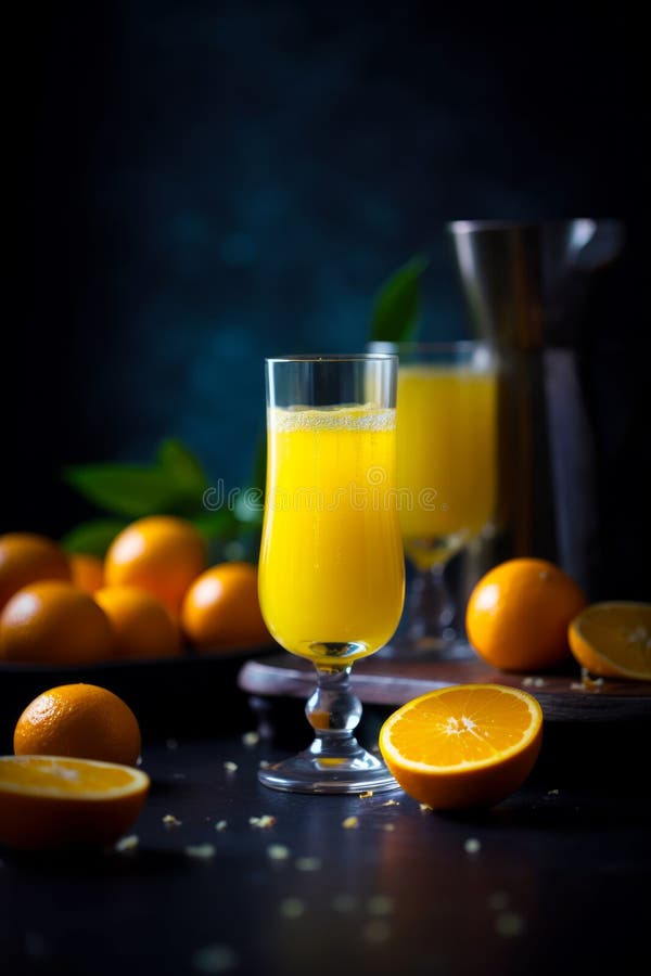 Glass Of Orange Juice Next To Glass Of Orange Juice On Table Generative Ai Stock Image Image