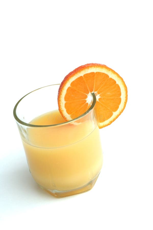 Glass of Orange Juice and Segment of an Orange Stock Photo - Image of ...
