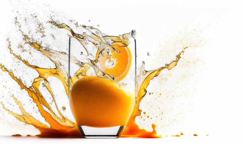 A Glass of Orange Juice with a Splash of Orange Juice Stock ...