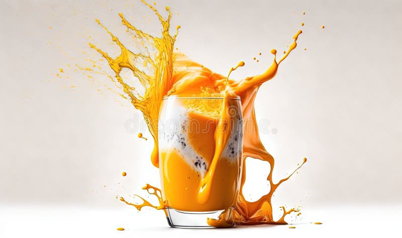 A Glass of Orange Juice with a Splash of Orange Juice Stock ...