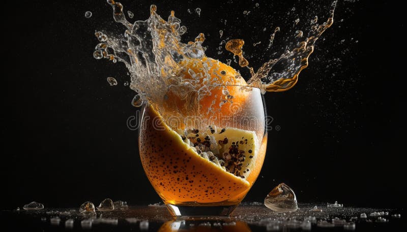 A Glass of Orange Juice with a Splash of Water on it. Generative Ai ...