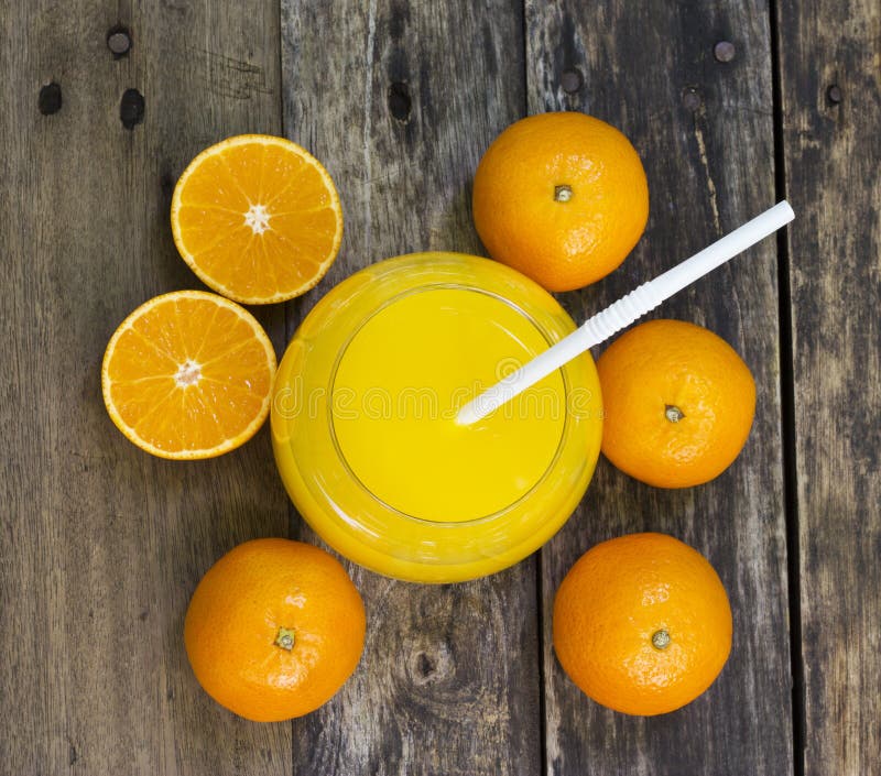Glass of Orange Juice Top View on the Table Stock Image - Image of ...