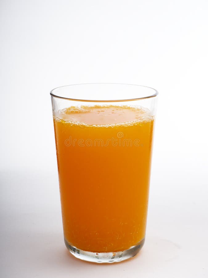 Glass of Orange Juice on White Stock Photo - Image of liquid, table ...