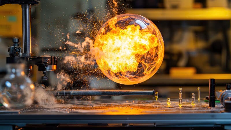 A Glass Orb Bursts into Flames Capturing a Moment of Explosive Energy ...