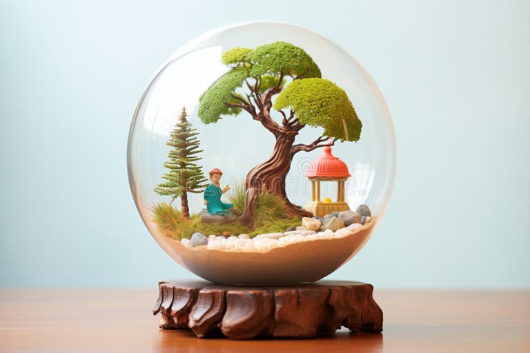 Glass Orb Terrarium Featuring a Single Bonsai Tree Stock Image - Image ...