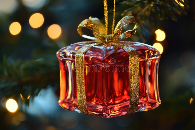 A Glass Ornament Shaped Like a Gift Box Stock Illustration ...