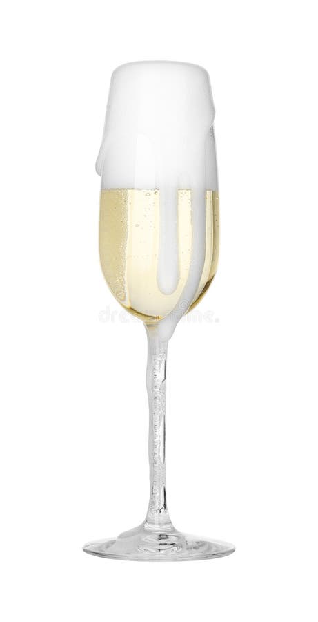 Glass Overflowing with Champagne Isolated on White Stock Image - Image ...