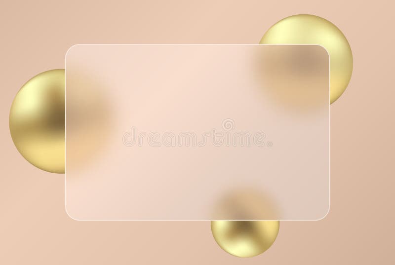 Glass Overlay Effect Banner Design with 3D Golden Vector Balls in Glass ...