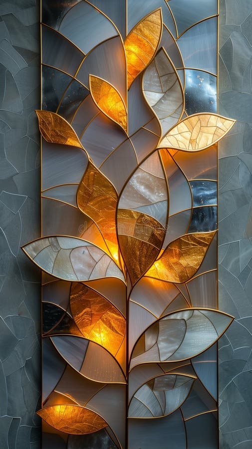 Glass Panel with Intricate Leaf Design, Blending Modern and Art Deco ...