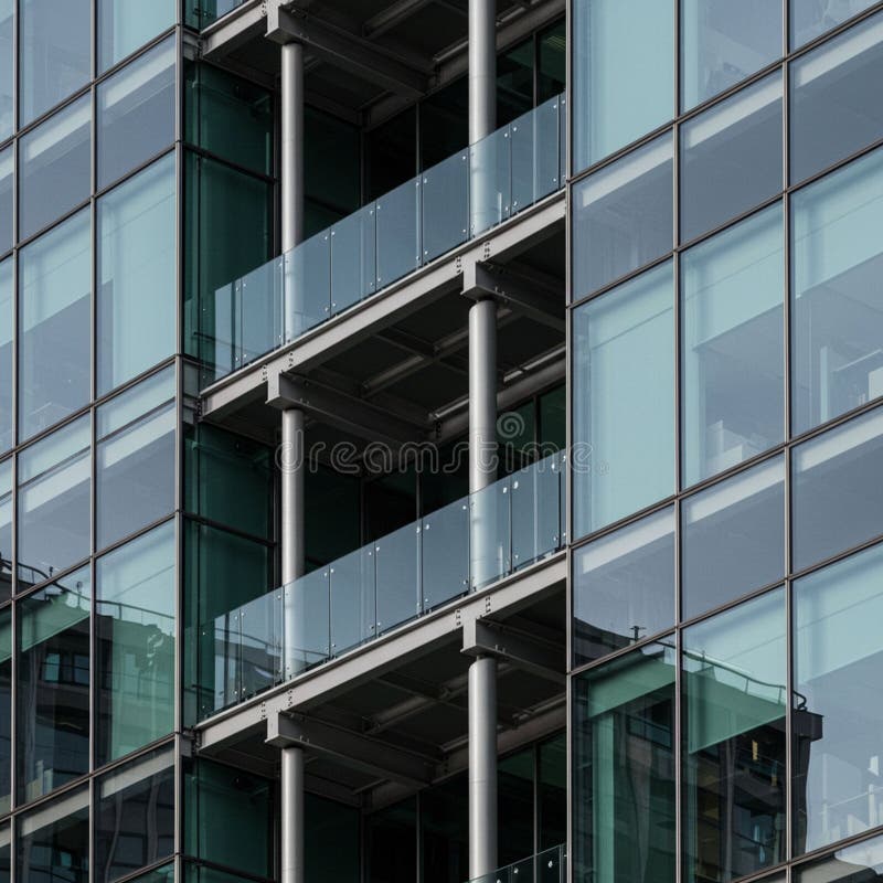 Glass-paneled Building Features a Modern Facade with a Grid of ...