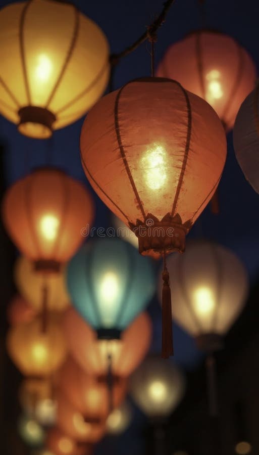 Glass Paper Lanterns in a Balloon Like Shape Hanging from the Ceiling, Paper, Fun, Festive Stock ...