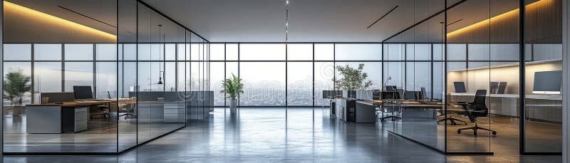 Glass Partitioned, Airy and Sophisticated Office Space, Marked by Glass ...