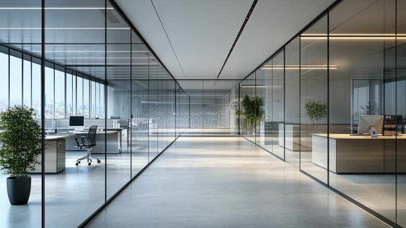 Glass Partitioned, Airy and Sophisticated Office Space, Marked by Glass ...