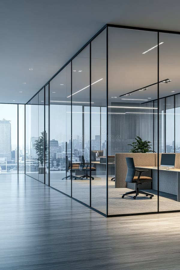 Glass Partitioned, Bright Modern Office with Glass Partitions, Designed ...