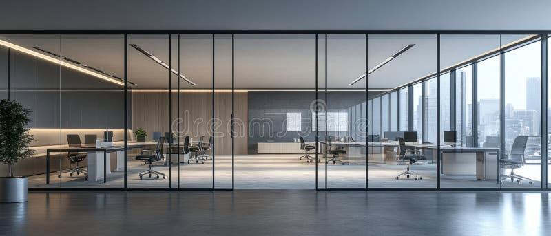 Glass Partitioned, Bright Modern Office with Glass Partitions, Designed ...