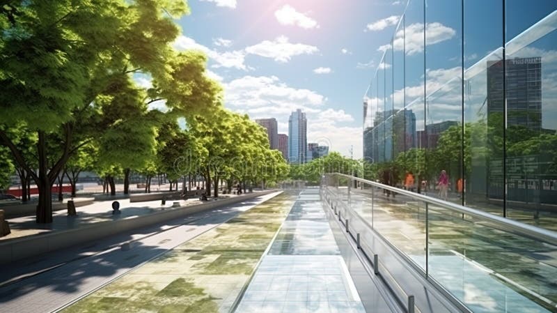 On the Glass Path the Prospect in the City Stock Illustration ...