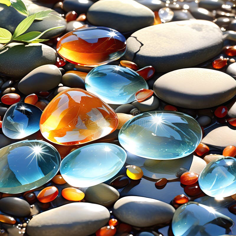 Glass Pebbles on the Shore. Illustration for Design Stock Illustration ...