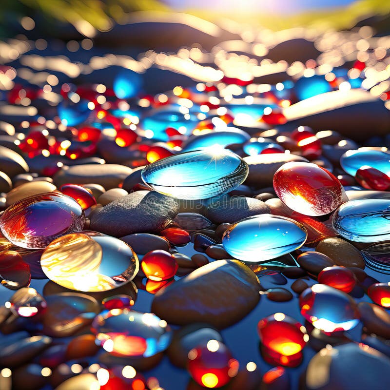 Glass Pebbles on the Shore. Illustration for Design Stock Illustration ...