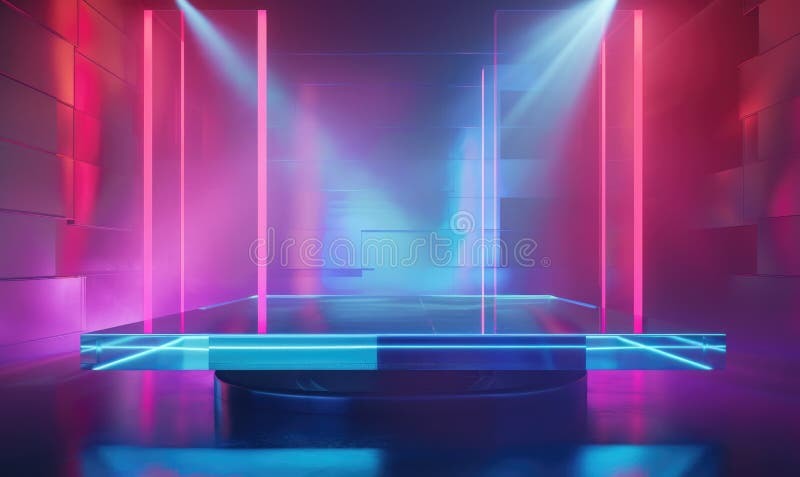 Glass Pedestal with Floating Shelves, Futuristic Digital Display ...