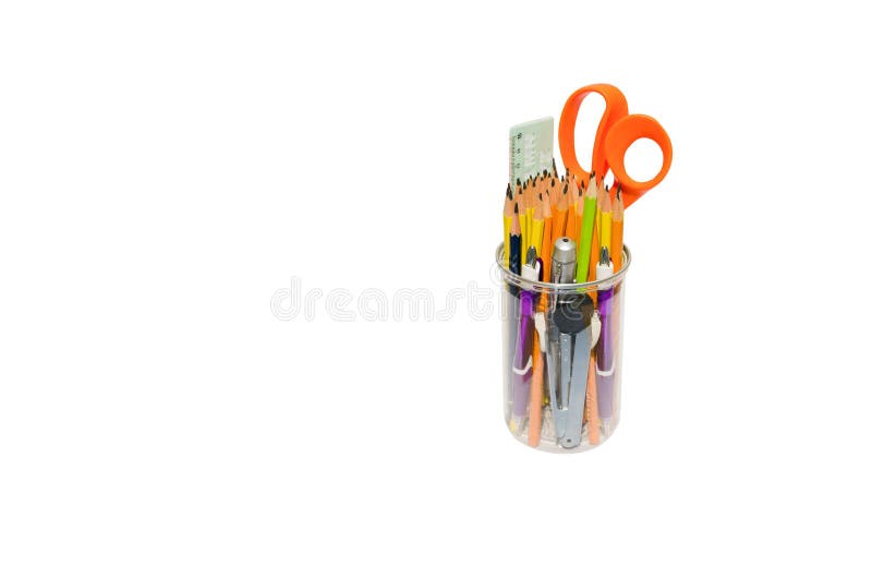 Glass Pencil for Work in Office Stock Image - Image of school, wooden ...