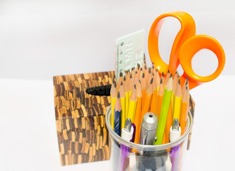 Glass Pencil for Work in Office Stock Image - Image of work, desk: 66248871