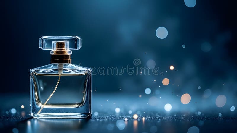 Enchanting Glass Perfume Bottle in Dramatic Midnight Blue Glow Stock ...