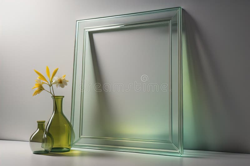 Glass Picture Frame on a Solid Color Background. Ai Generative Stock ...