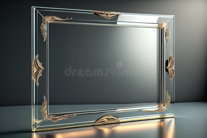 Glass Picture Frame on a Solid Color Background. Ai Generative Stock ...