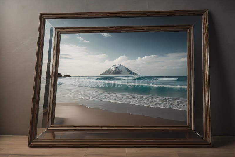 Glass Picture Frame on a Solid Color Background. Ai Generative Stock ...