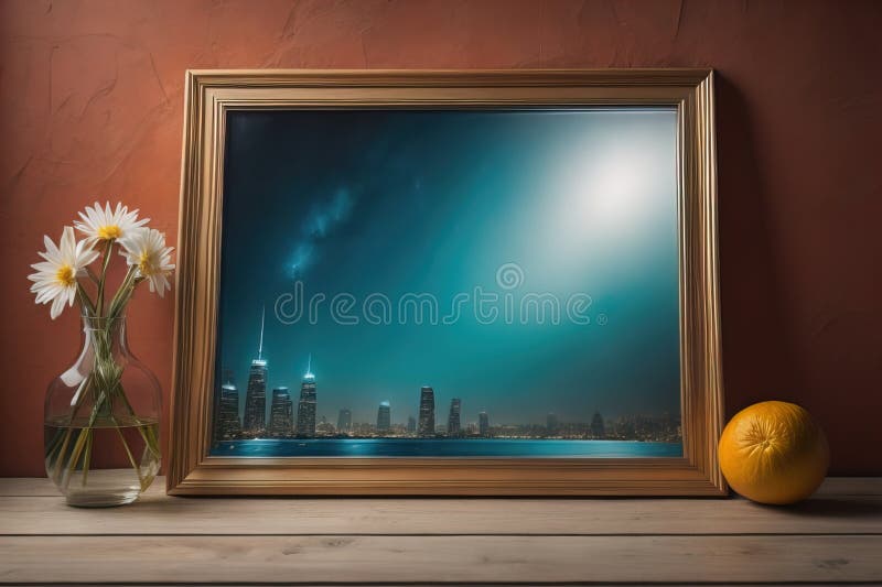 Glass Picture Frame on a Solid Color Background. Ai Generative Stock ...
