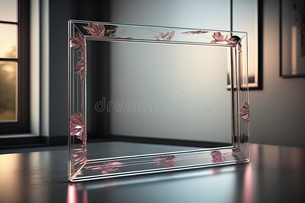 Glass Picture Frame on a Solid Color Background. Ai Generative Stock ...