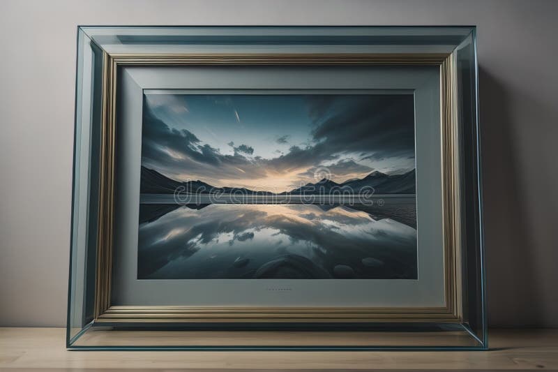 Glass Picture Frame on a Solid Color Background. Ai Generative Stock ...